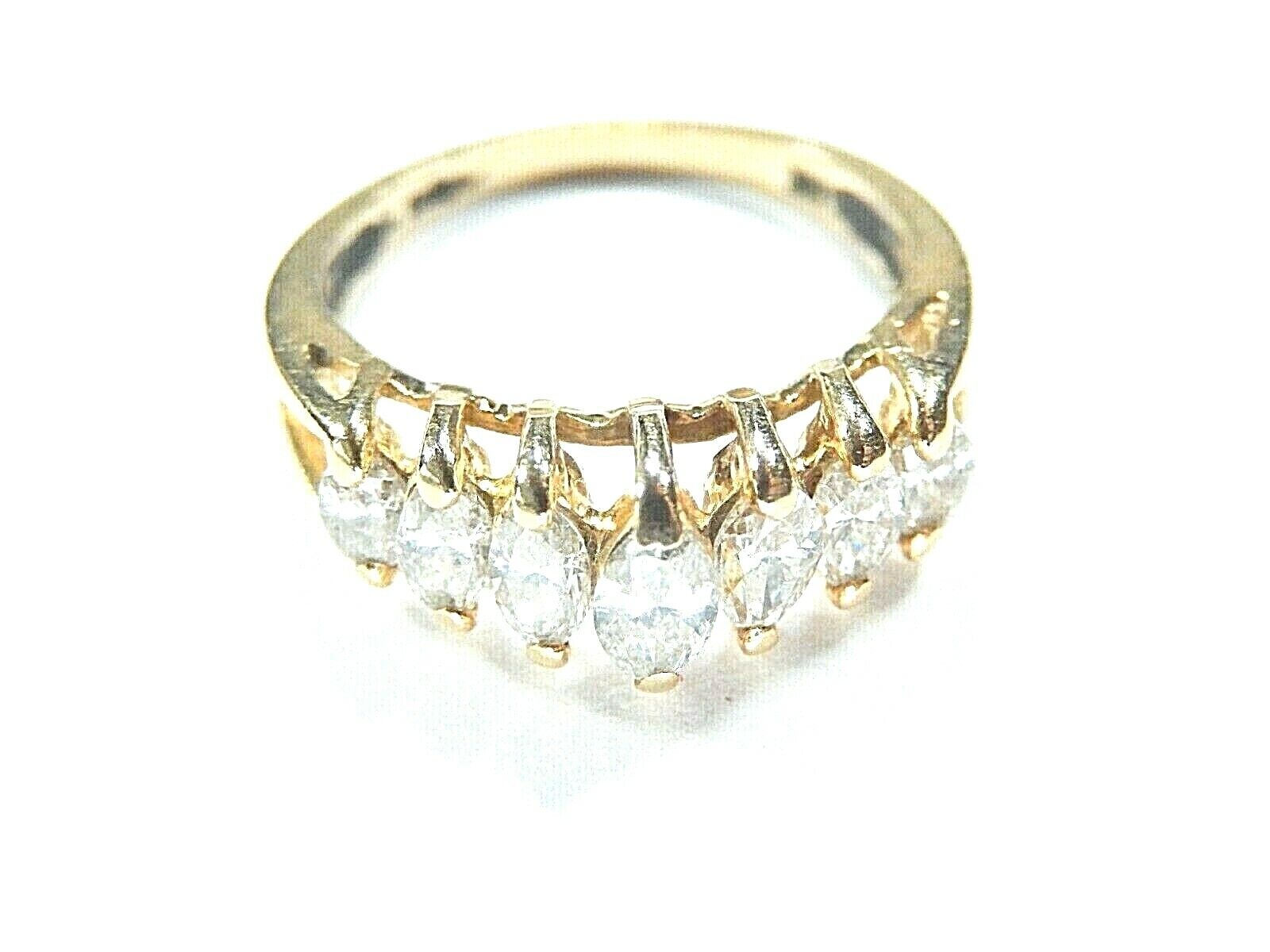 Stamped 14K Seven Marquise Shape Stones Testing as Diamonds Pyramid Ri ...
